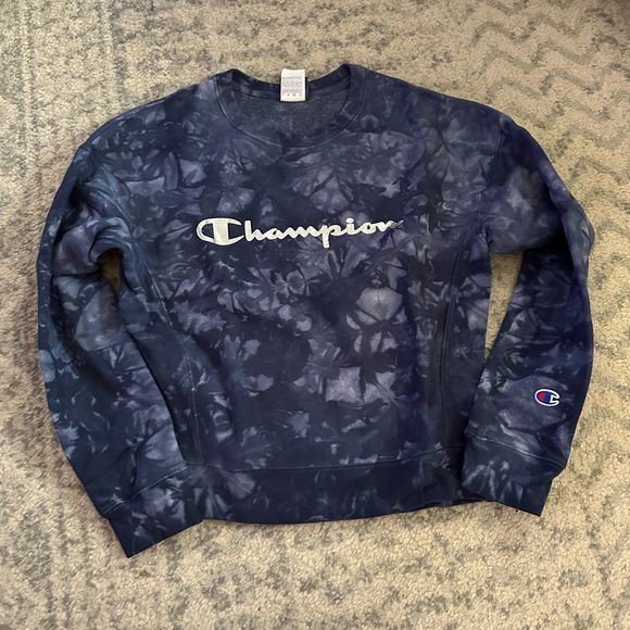 Champion | Tops | Champion Navy Blue Tie Dye Crew Neck | Poshmark